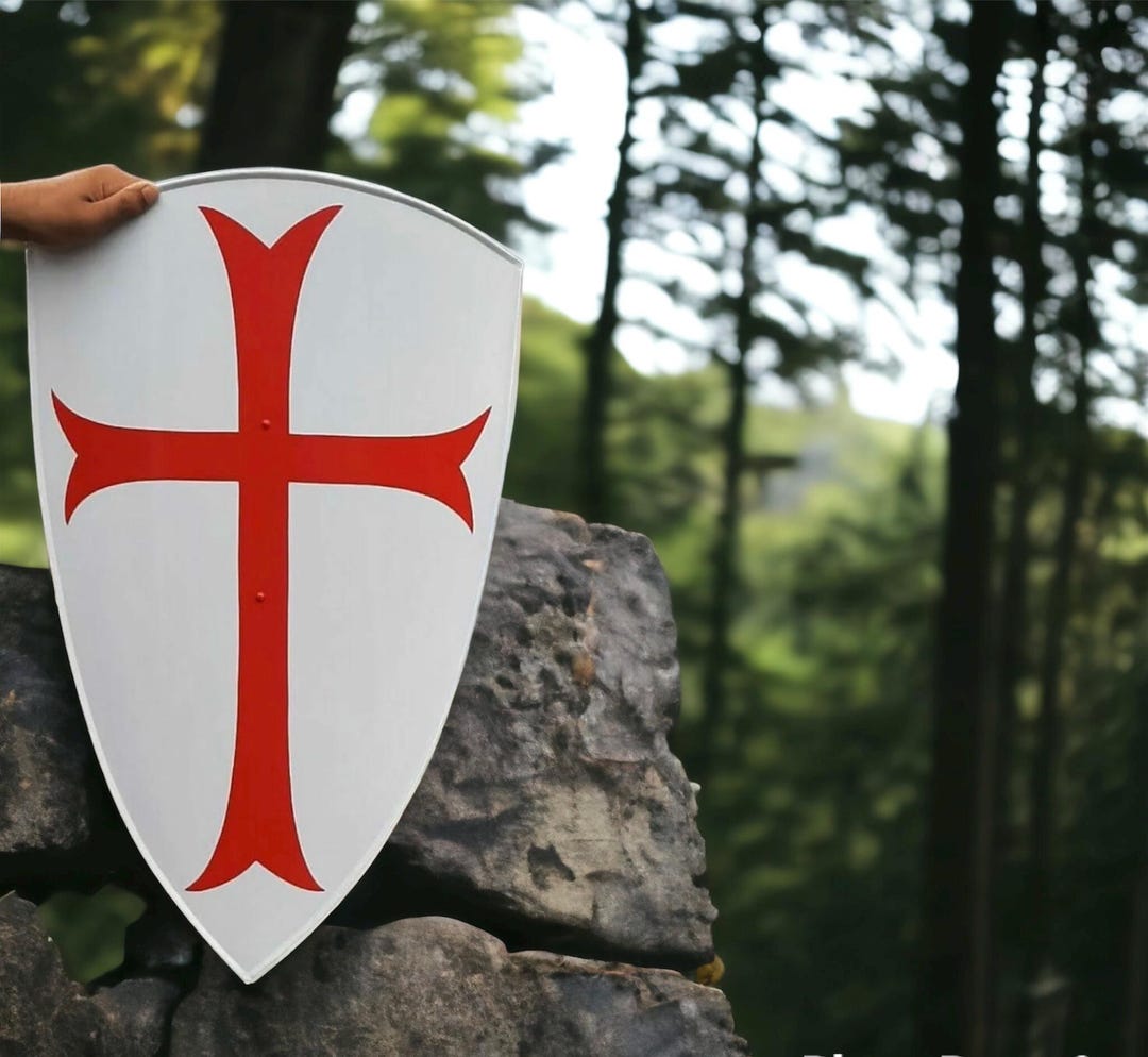 Medieval Knight Templar Crusader Shield – White Medieval Kite Shield ...