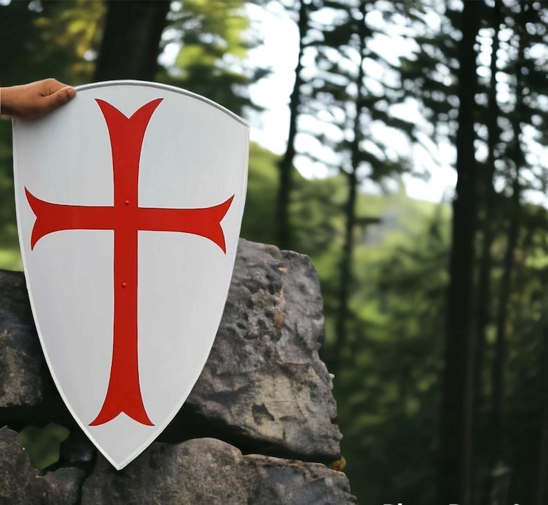 Medieval Knight Templar Crusader Shield – White Medieval Kite Shield ...