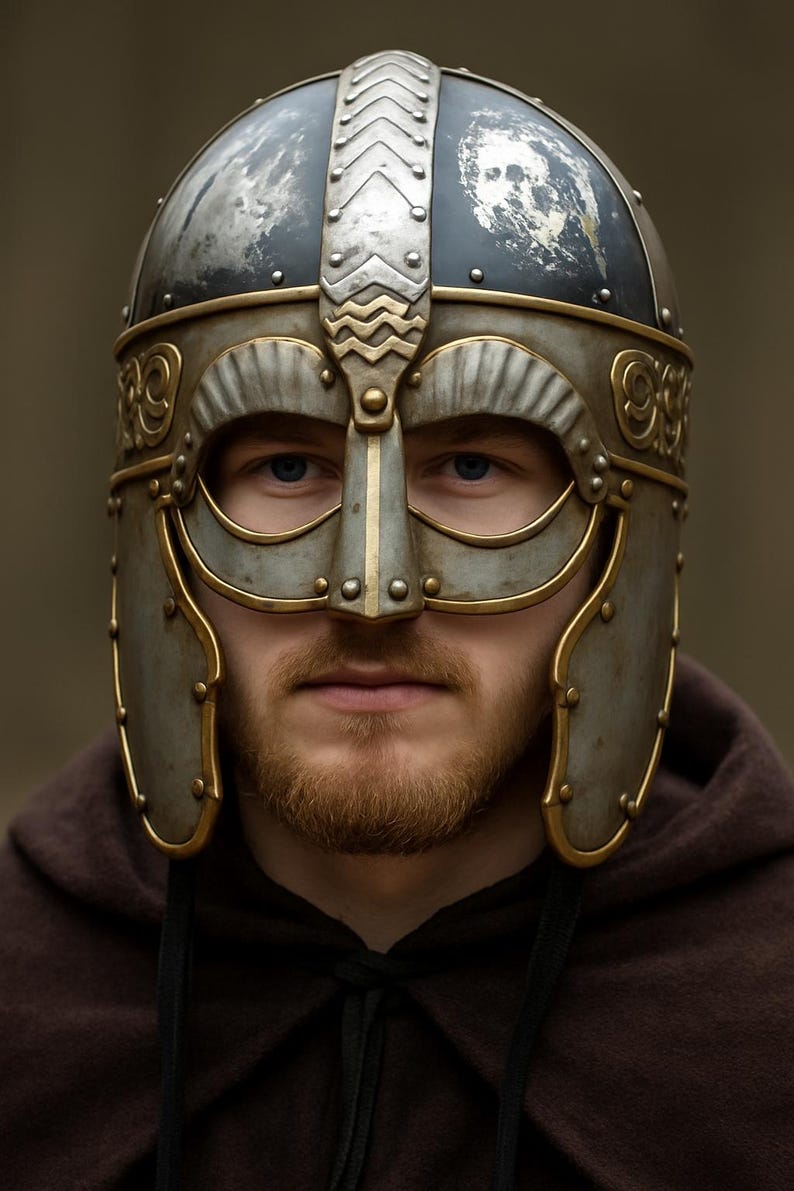 Viking Helmet With Face Guard – Norse Warrior Brass Finish Battle ...