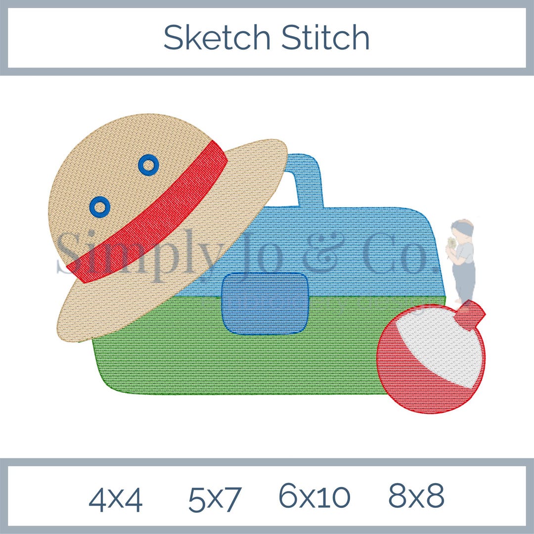 Fishing Tackle Box Sketch Stitch Machine Embroidery Design - Etsy