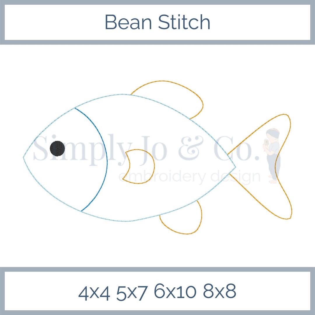 Fish Bean Stitch Machine Embroidery Design - Etsy