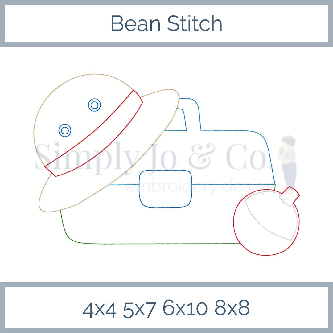 Fishing Tackle Box Bean Stitch Machine Embroidery Design - Etsy