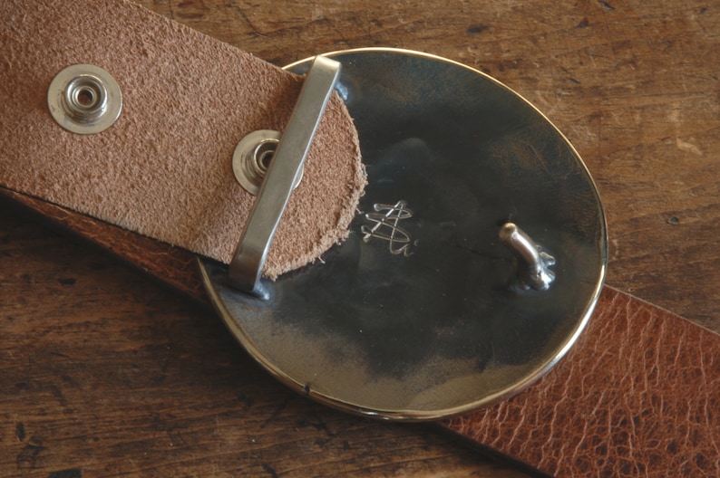 Hand Forged Bronze Belt Buckle: Round Stainless Steel Dress Buckle - Etsy