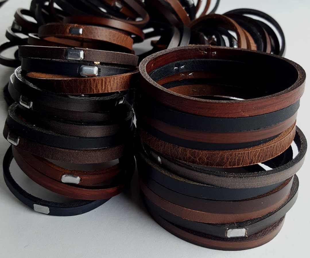 Stocking Stuffer, Unisex Leather Bangle, Stackable Leather Bracelet ...