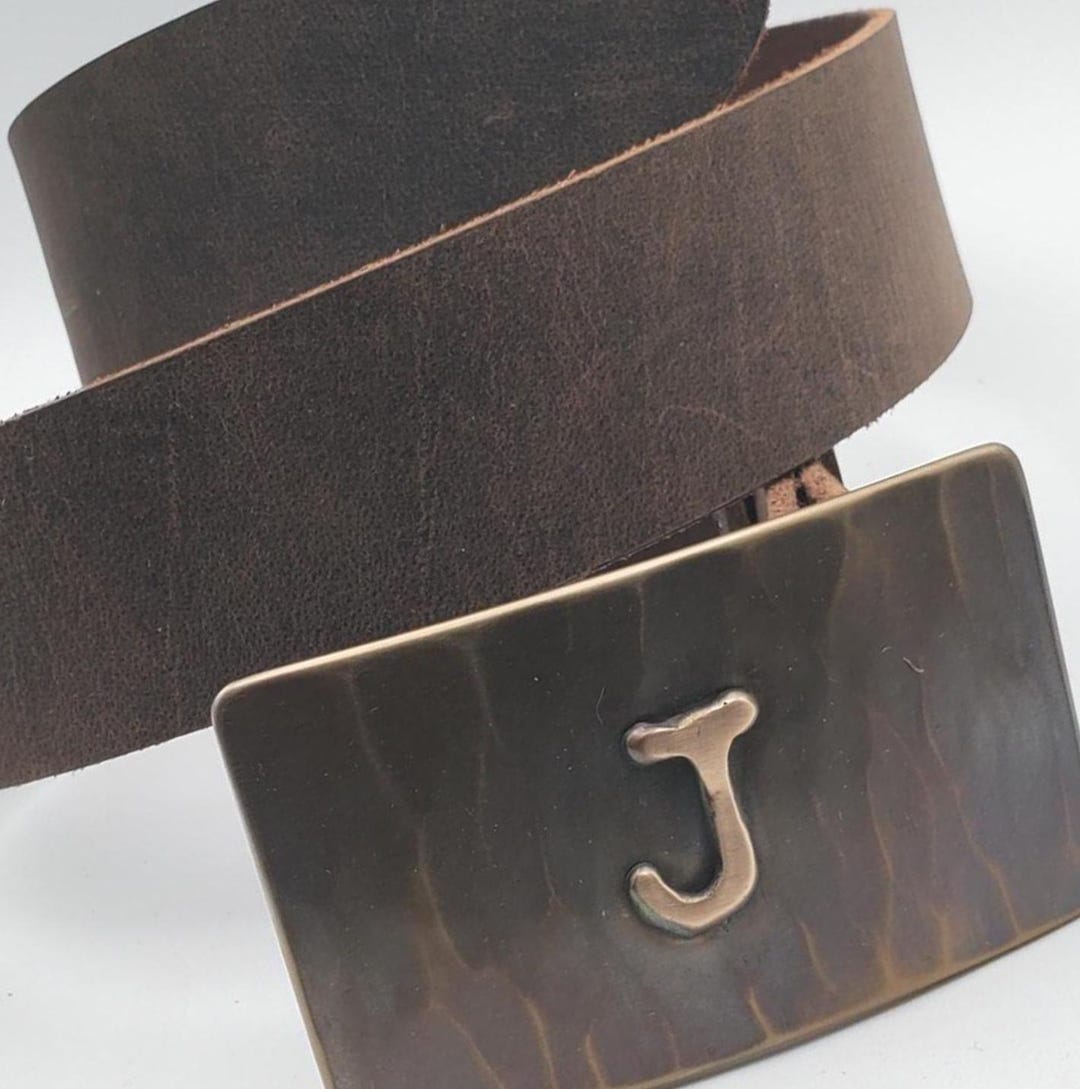 Hand Forged Cattle Brand Belt Buckle, Leather Belt Set - Etsy