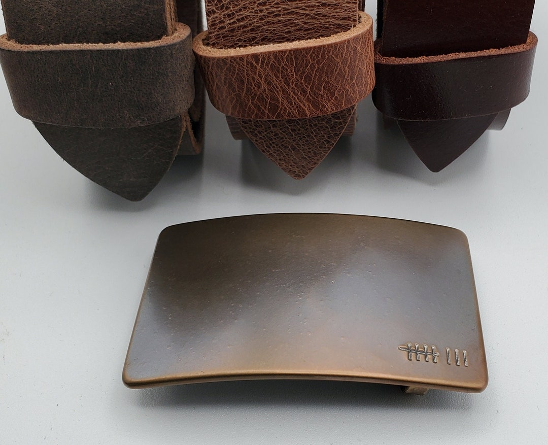 Personalized Bronze Anniversary Belt Buckle Set, Hand Forged Stainless ...