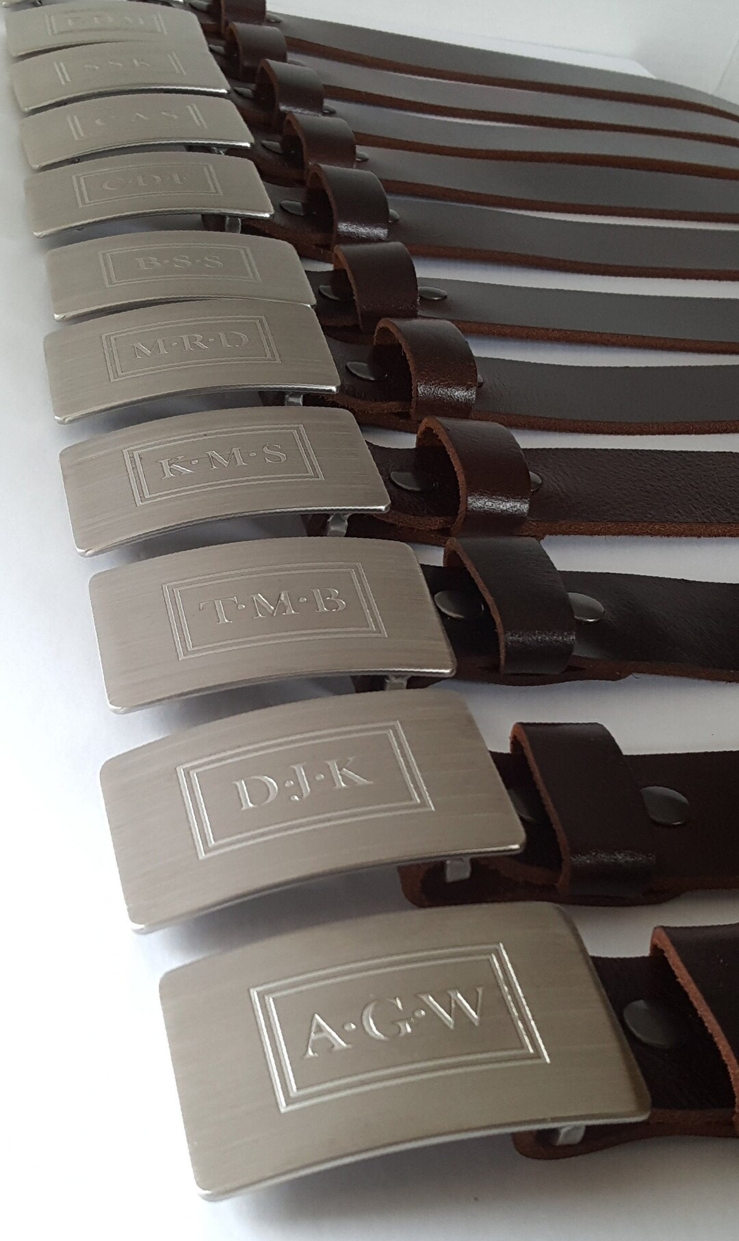 Monogrammed Belt & Buckle Set: Personalized Leather, Stainless Steel ...