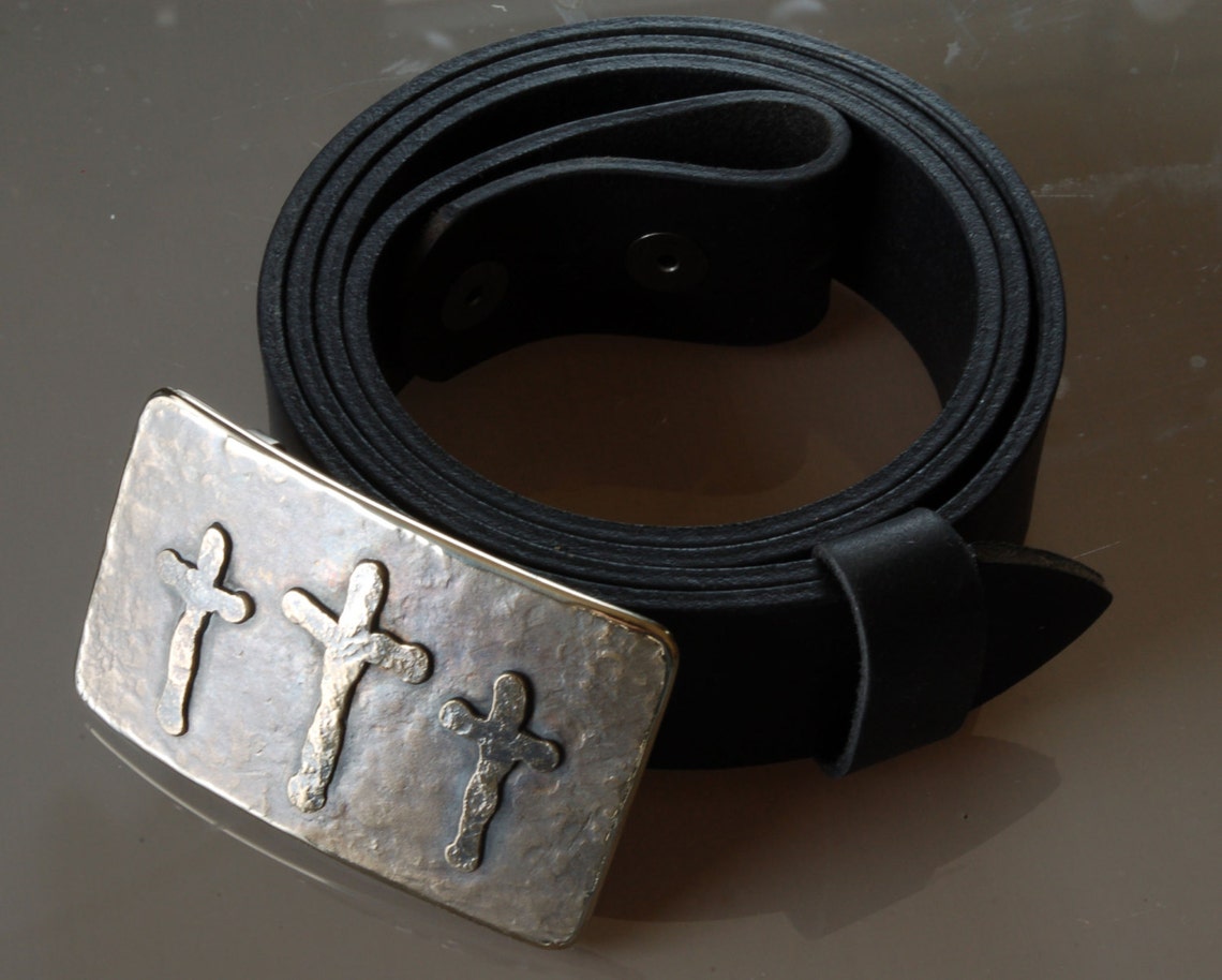 Belt Buckle Old Rugged Cross Hand Forged Stainless Steel or - Etsy