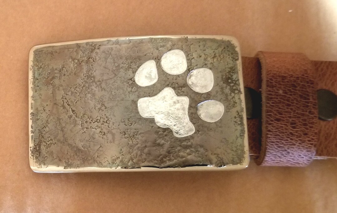 Personalized Pet Paw Etched Belt Buckle, Custom Leather Belt Set Fits 1 ...