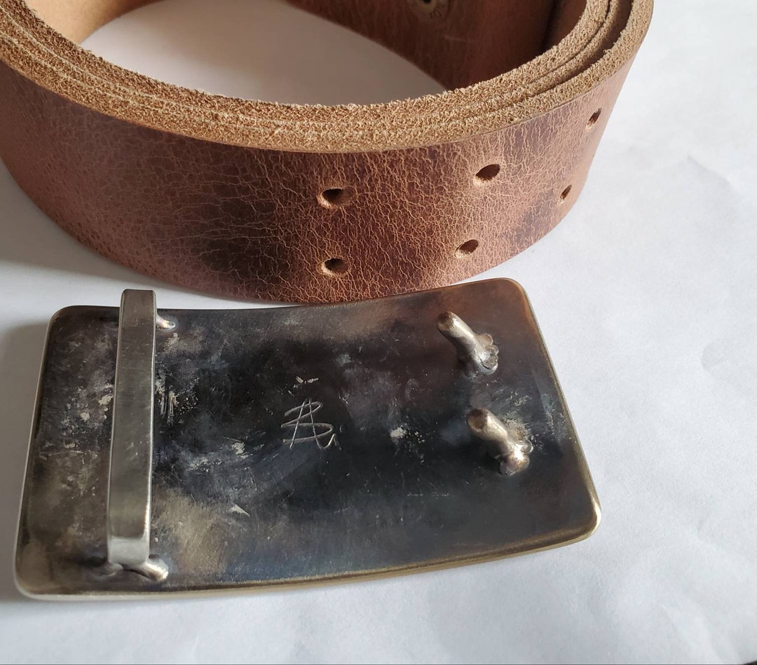 Woodgrain Stainless Steel Belt Buckle: Two-prong, Fits 1-1/2" Belt - Etsy