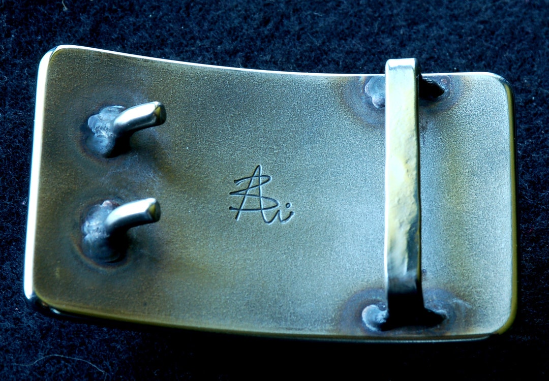 2" Buckle With Two Prongs Hand Forged Belt Buckle Hypoallergenic 2 Inch ...