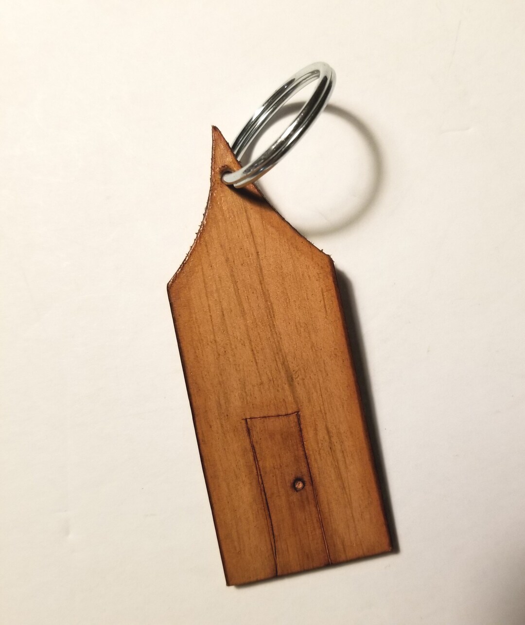 Handmade Leather House Key Fob: Wood Grain Design - Etsy