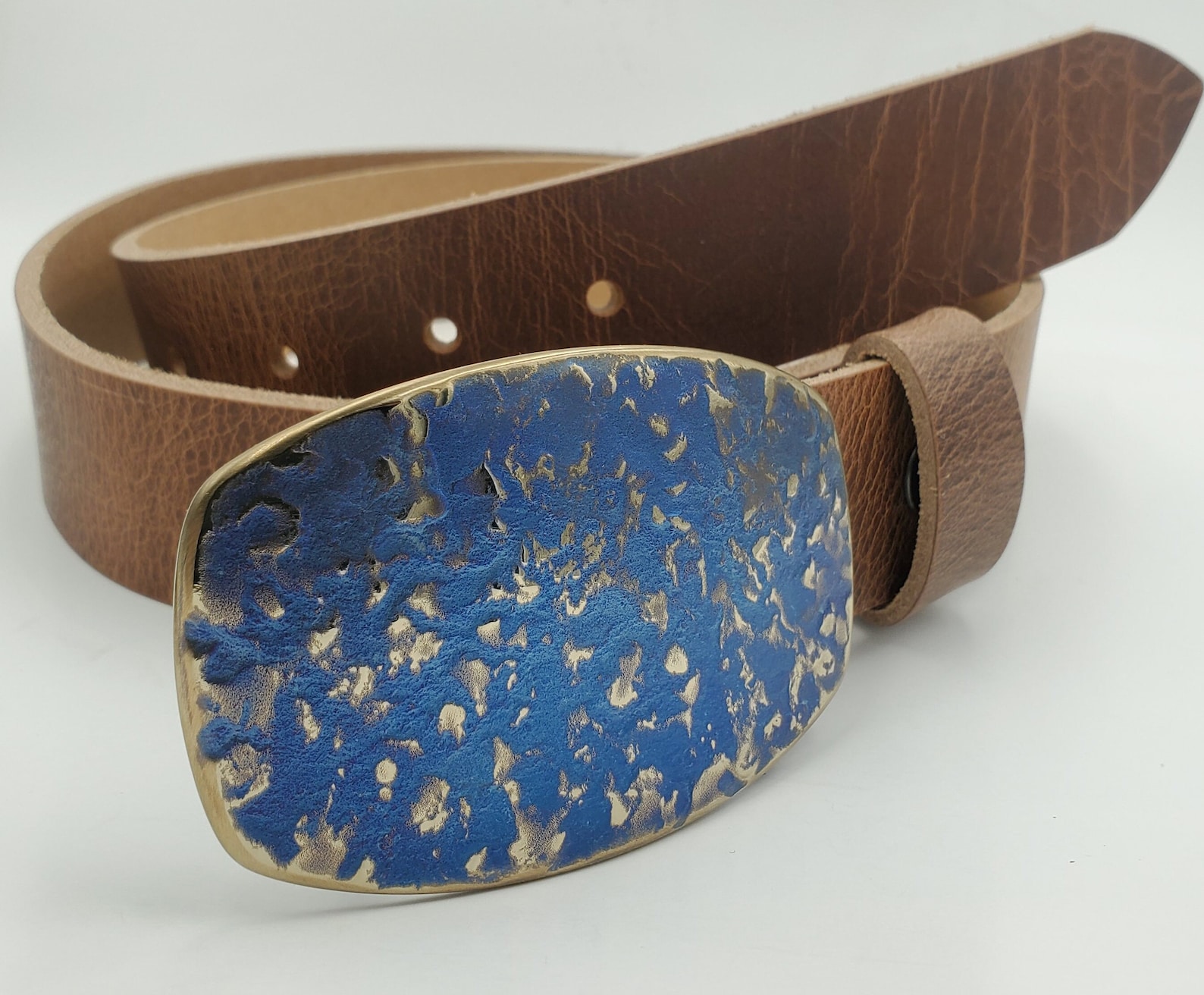 Blue Jean Buckle Belt Buckle Hand Forged Blue Gold or Blue Silver ...