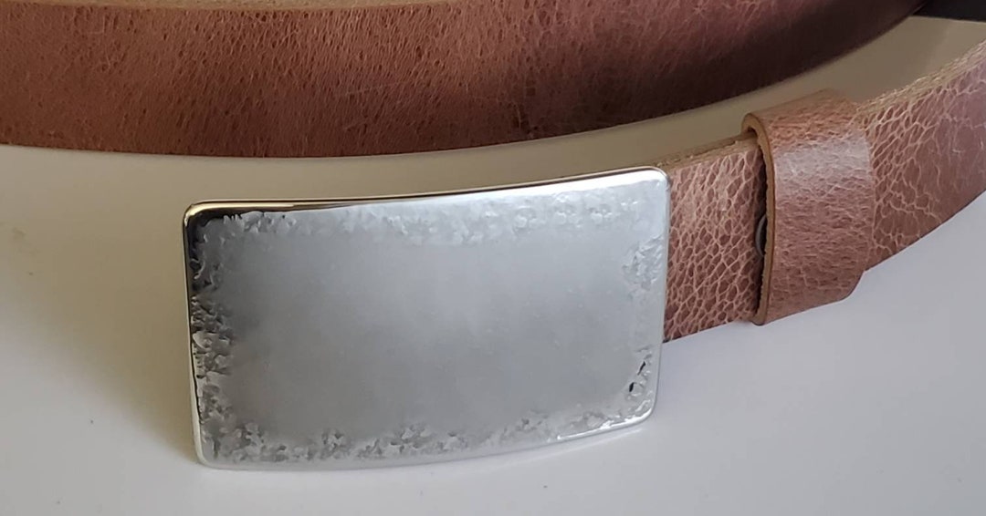 Belt & Buckle Set, Classic Silver/ Gold Buckle W/ Anvil Textured Frame ...