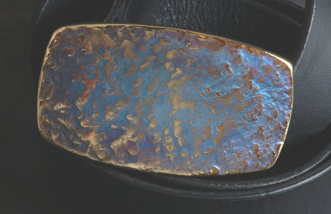 Blue Jean Buckle Belt Buckle Hand Forged Blue Gold or Blue Silver ...