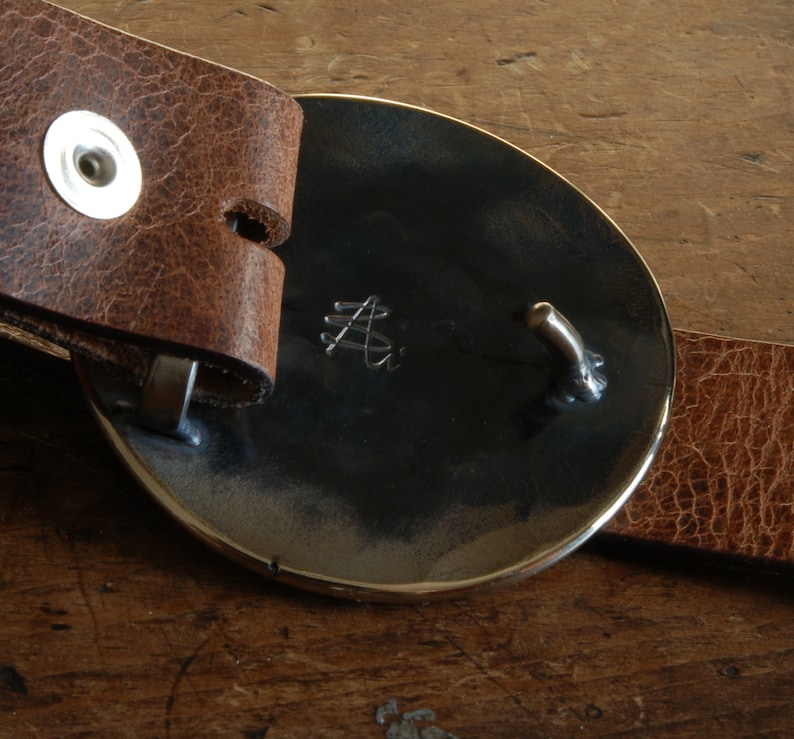 Hand Forged Bronze Belt Buckle: Round Stainless Steel Dress Buckle - Etsy