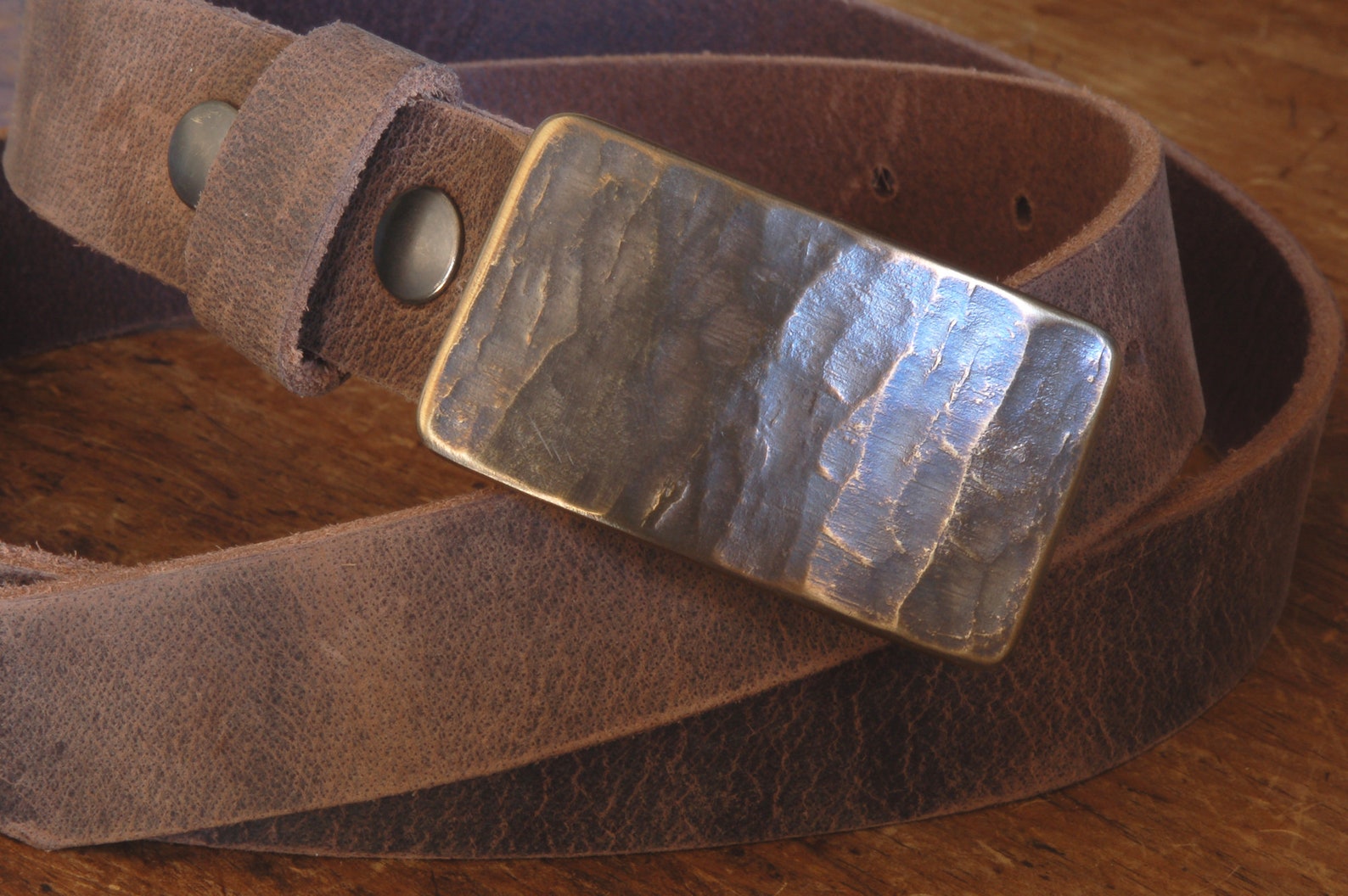 Belt Buckle, Natural Wood Grain, Hand Forged Accessory, Stainless Steel ...
