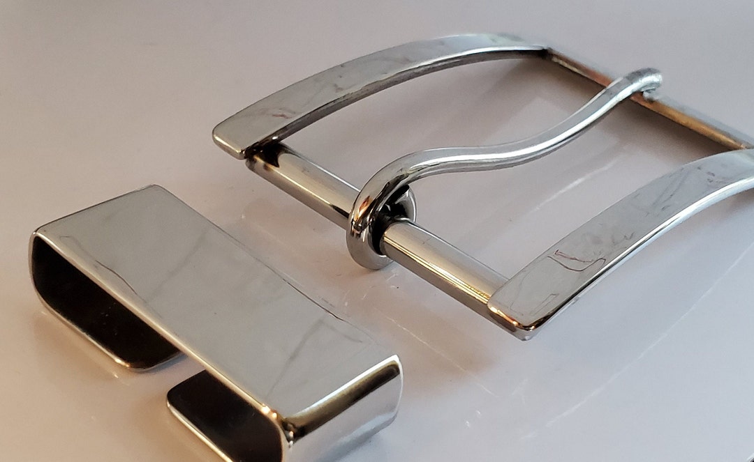 Silver 1.75" Buckle & Keeper and Belt Hypoallergenic Stainless Steel ...
