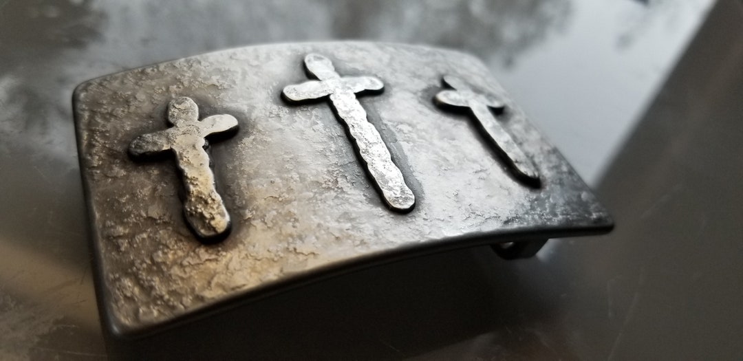 Belt Buckle Old Rugged Cross Hand Forged, Stainless Steel or Bronze ...