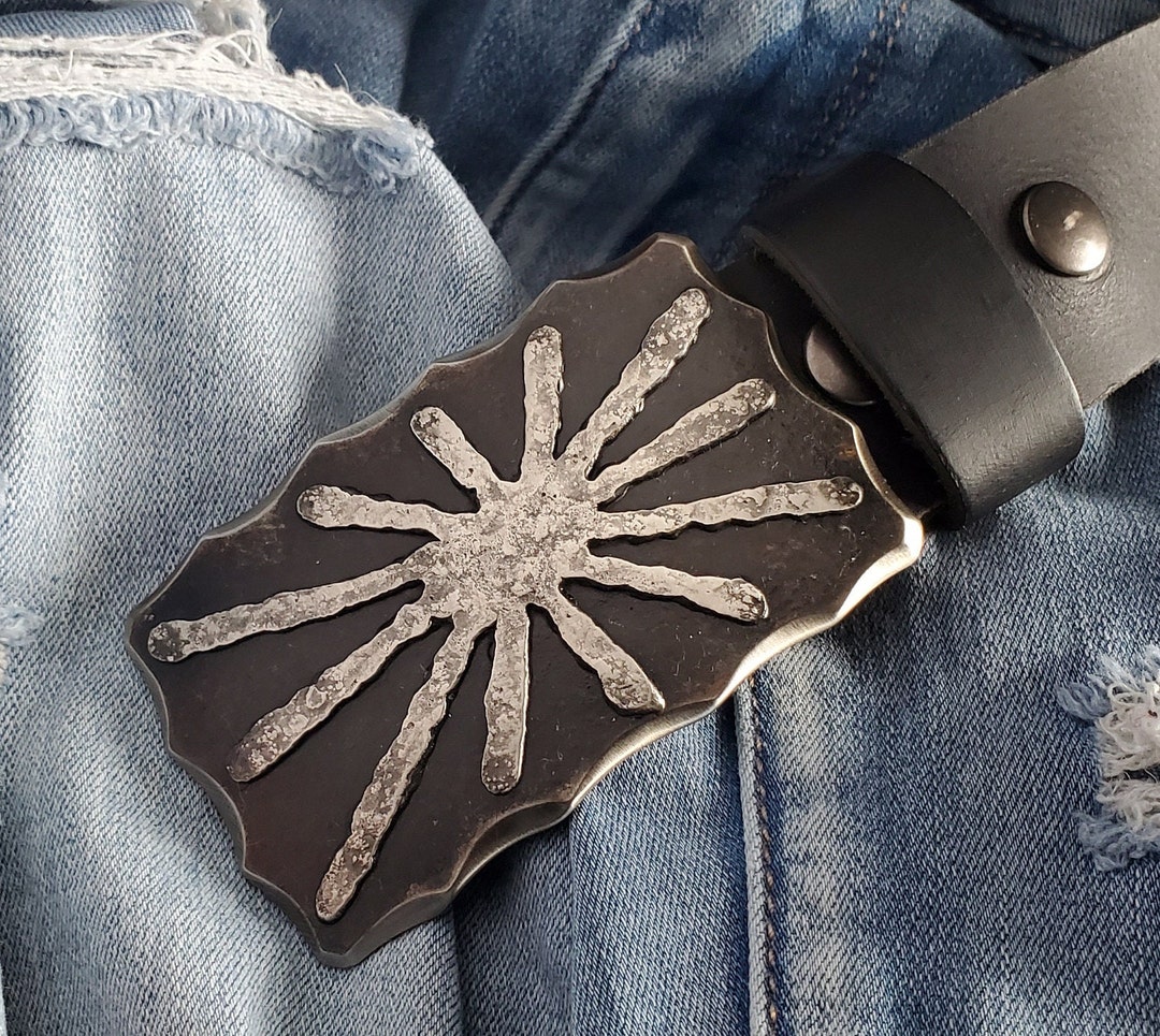 Hand Forged Sun Belt Buckle, Stainless Steel or Bronze, 1.5 Inch - Etsy