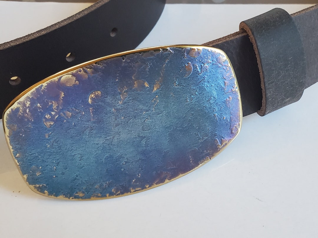Hand Forged Blue Jean Belt Buckle, Anvil Textured Stainless Steel - Etsy