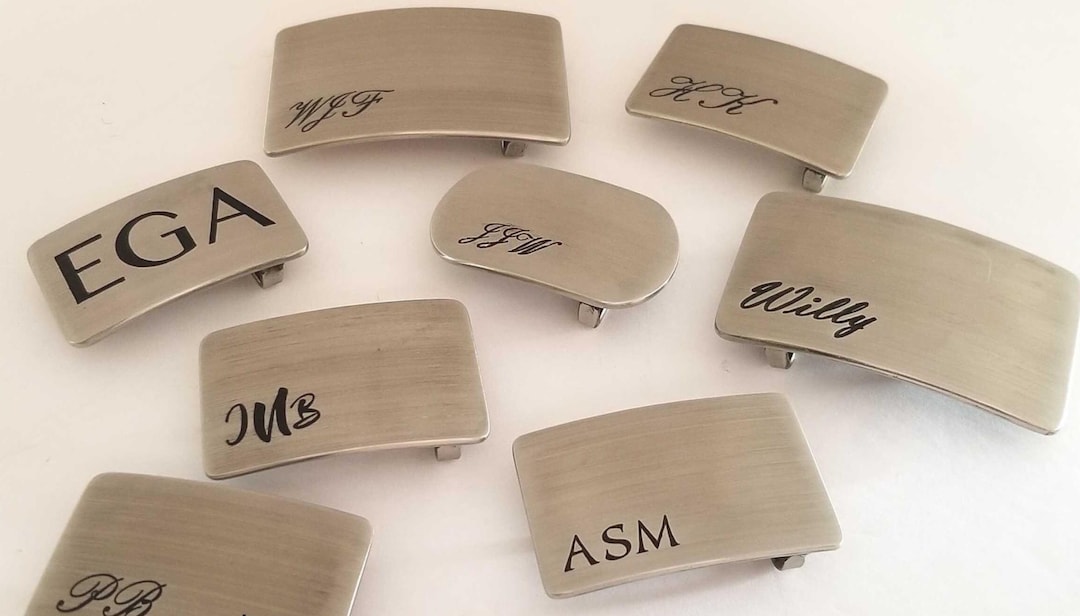 Monogrammed Belt Buckle, Etched Initials, Gifts for Him or Her - Etsy