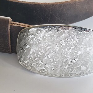 Unisex Belt Buckle & Leather Belt Hand Forged Work Wear Solid Stainless ...