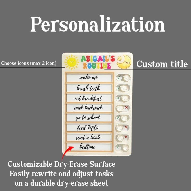 Personalized Toddler Routine Chart, Kids Chore Chart, Sliding Daily ...