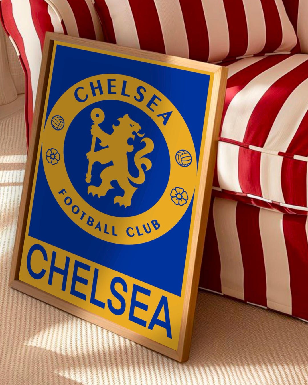 Chelsea Football Team Logo Poster, Uefa Game Room Decor (digital ...