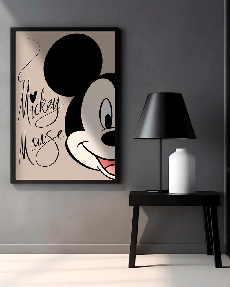 Cartoon Mickey Mouse Print, Kids Room Decor (digital Download) - Etsy