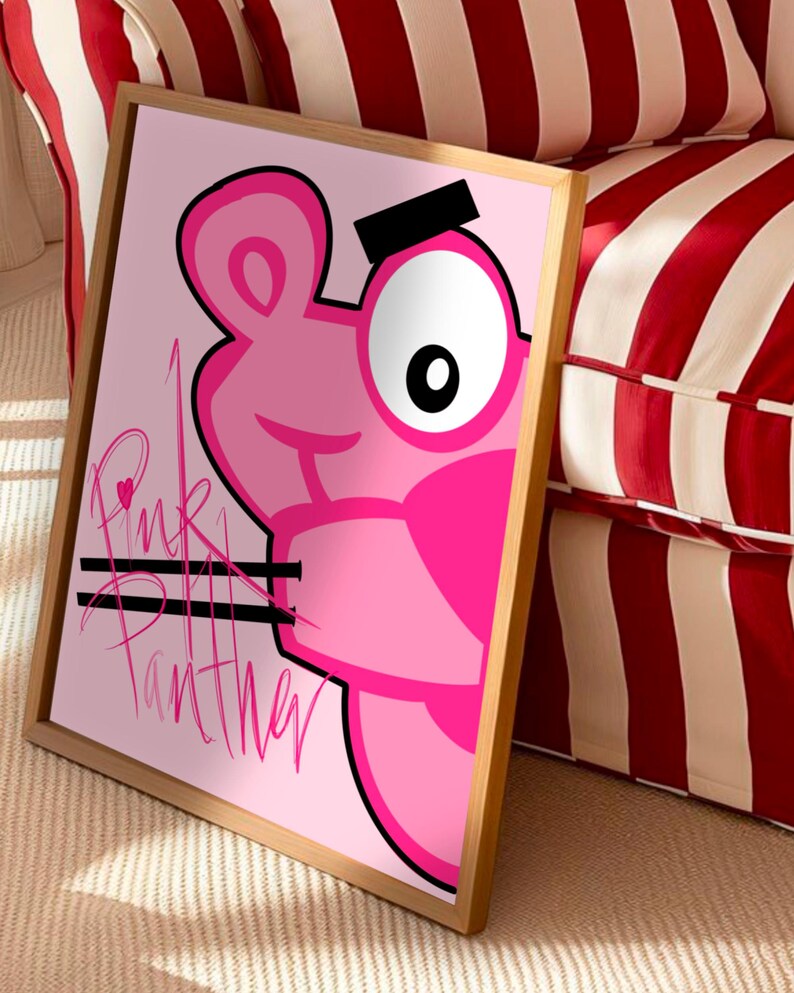 Pink Panther Cartoon Print, Retro Kids Room Decor (digital Download) - Etsy