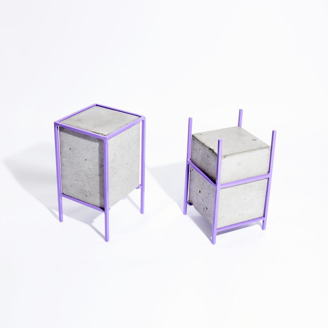 Concrete and Steel Plinth Side Tables - Etsy