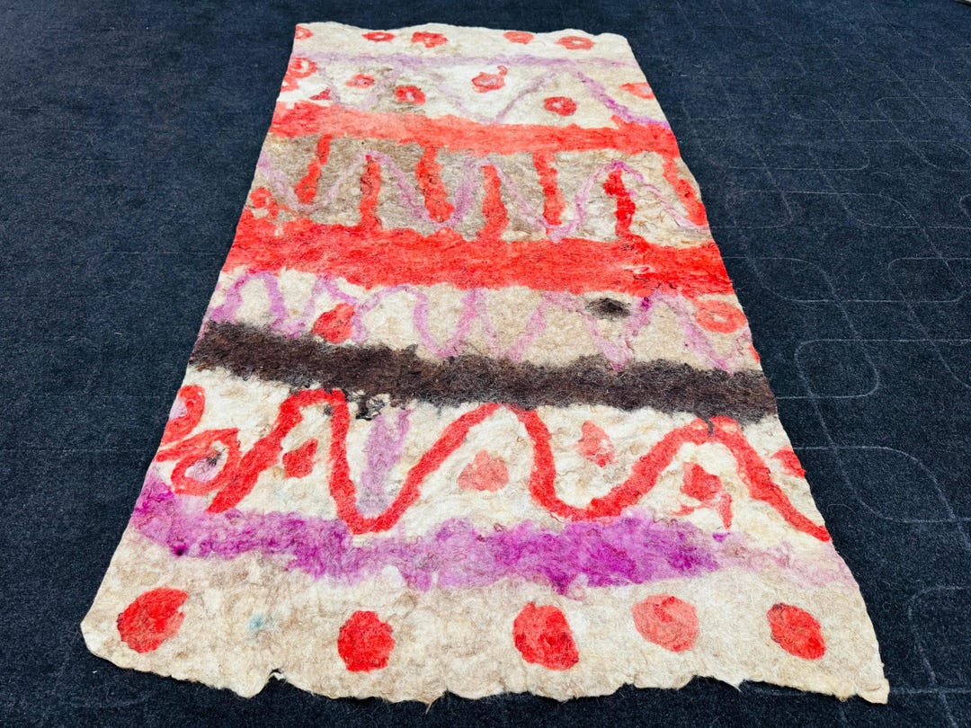 Antique Uzbek Felt Tribal Rug.very Rare Piece. Nomadic Felt Rug. Hand ...
