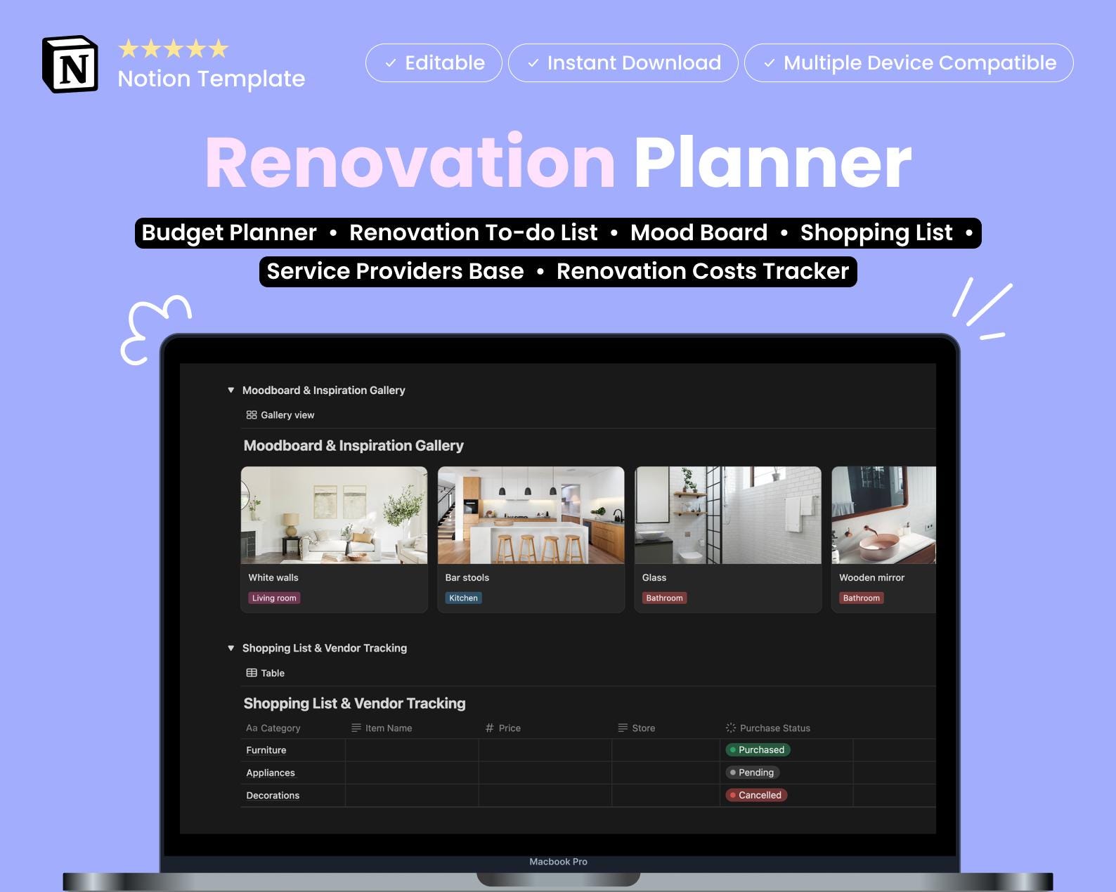 Home Renovation Planner | Notion Template | Budget & Project Organizer ...