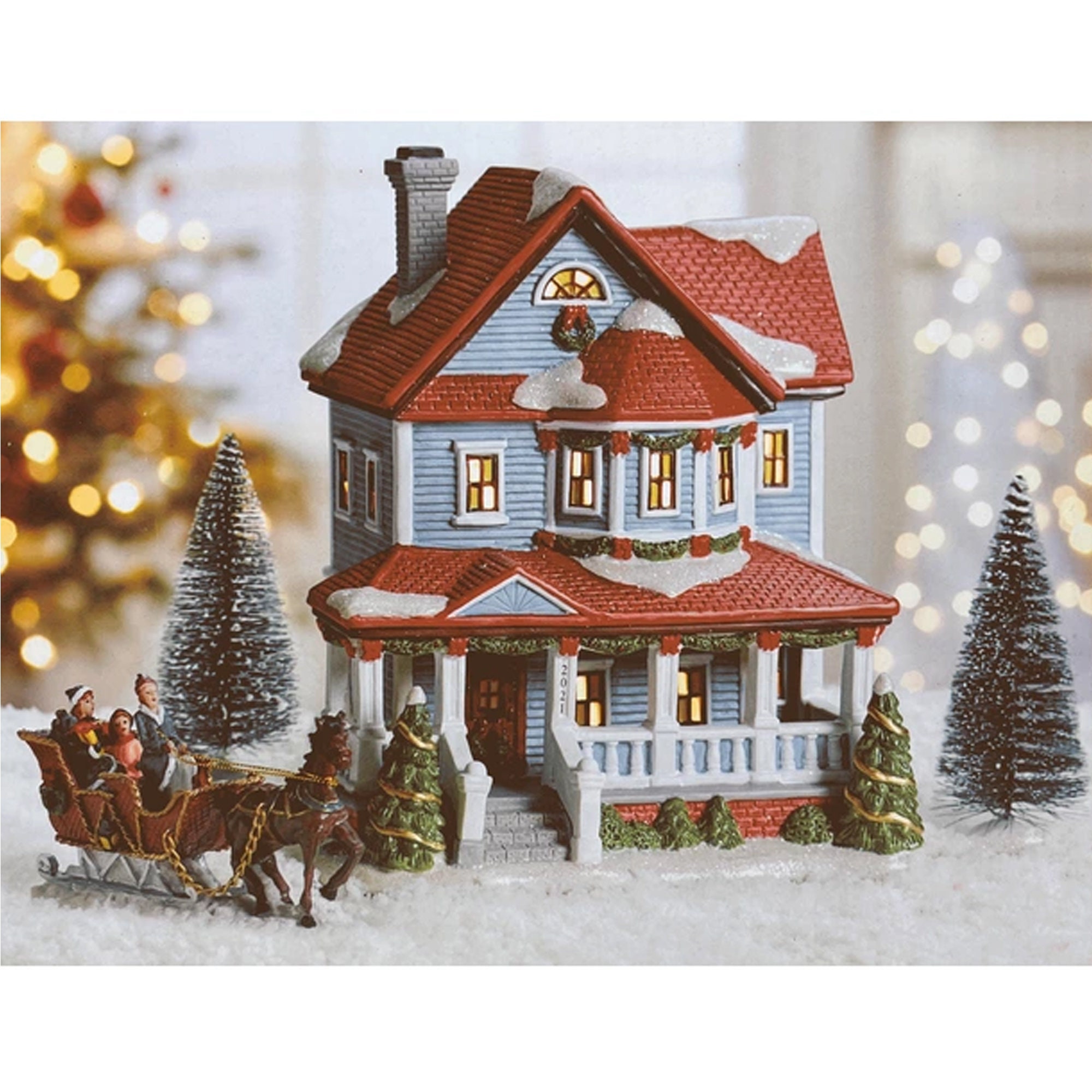 2021 Porcelain Village House Lighted Miniature House Christmas Village ...