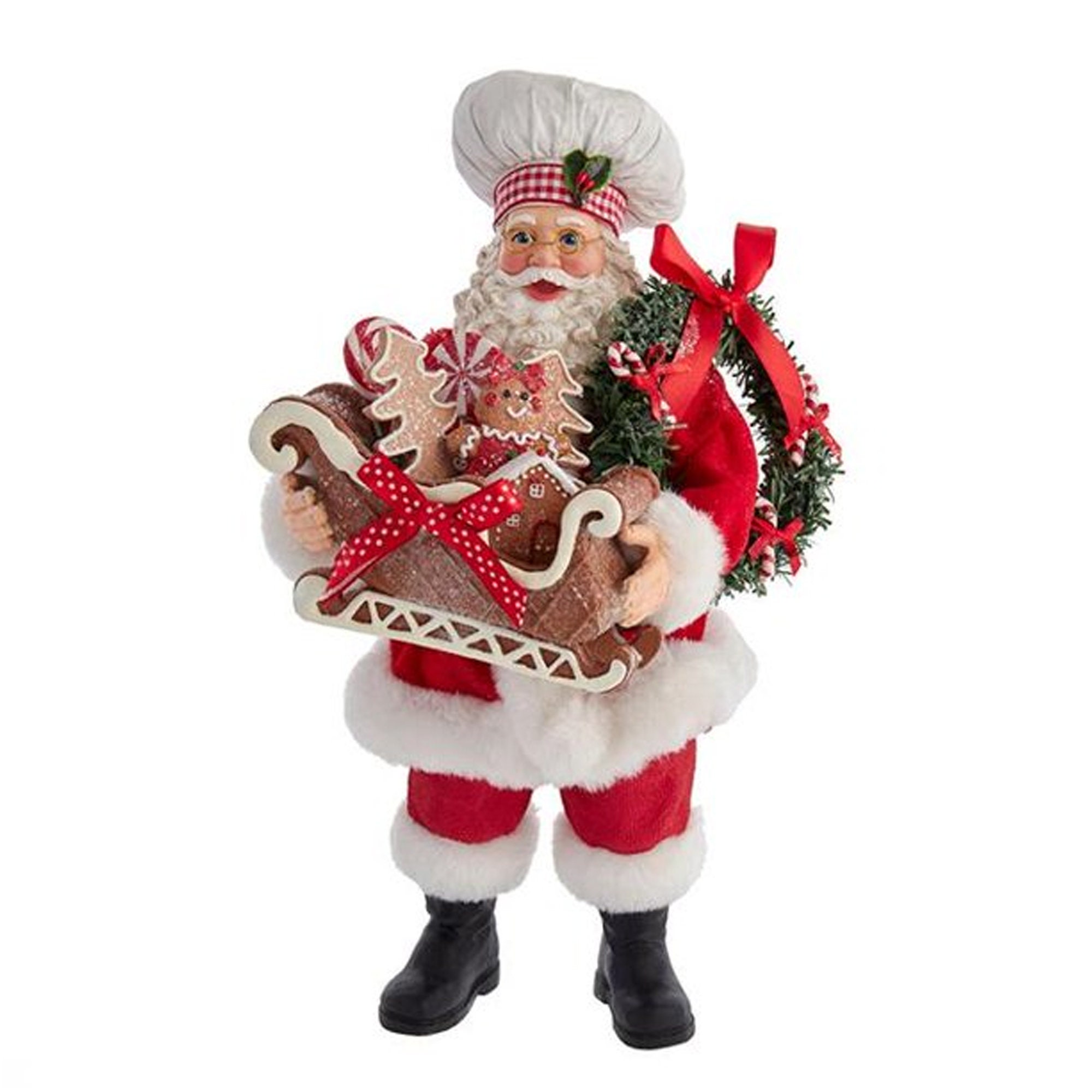 10.5 in Fabrich Chef Santa With Gingerbread Sleigh, Christmas ...