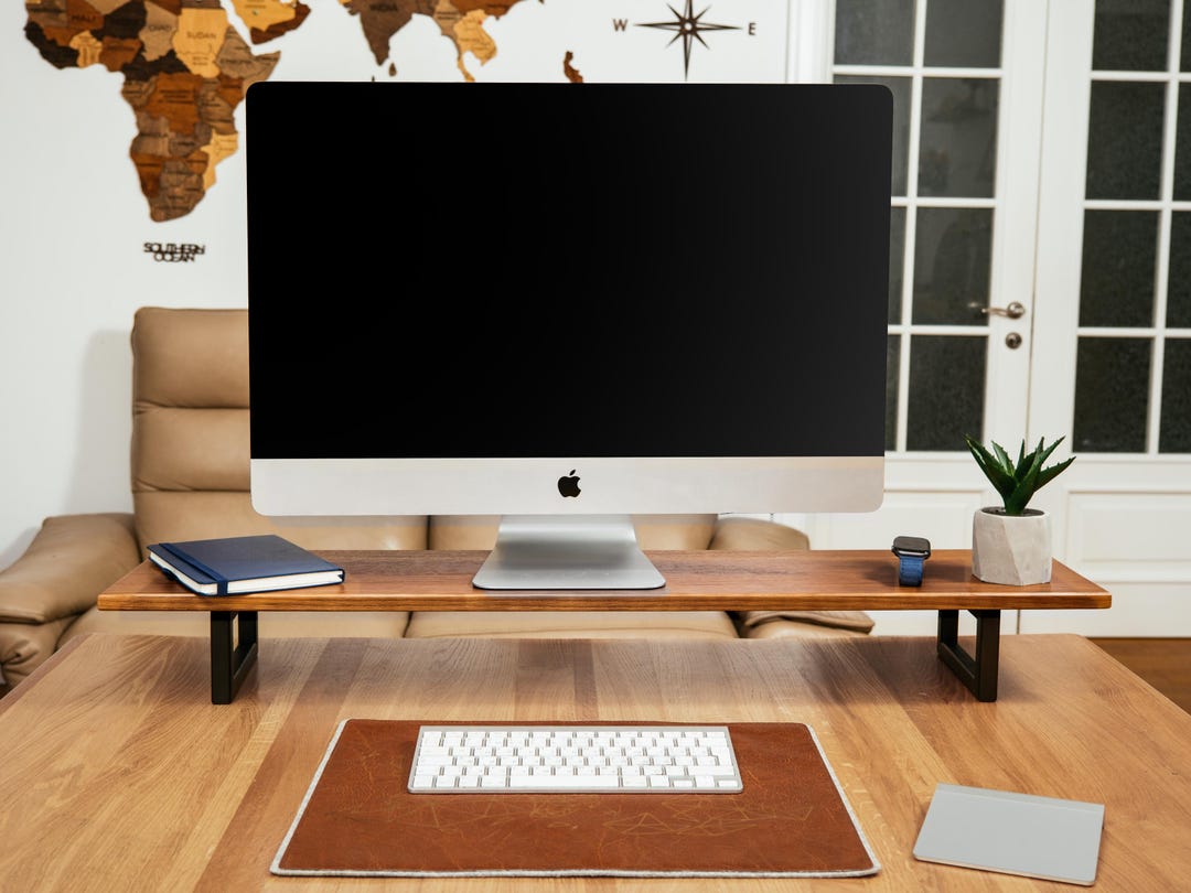 Monitor Stand Real Wood Custom Size Monitor Raiser With Shelf, Custom ...