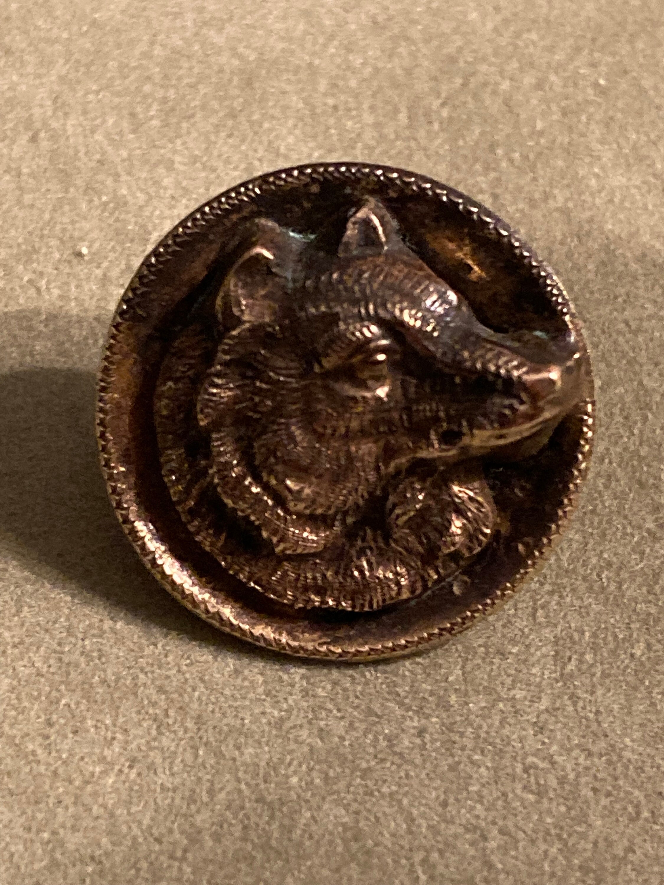 Antique Brass Wolf Button High Relief & Detailed - Etsy