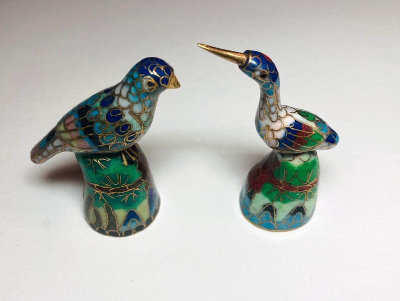 2 Vintage Lillian Vernon Cloisenne Enamel Bird Thimbles - Etsy