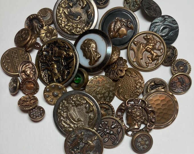 Beautiful Lot of 38 Antique Brass Picture, Story, Gilt, Buttons! - Etsy
