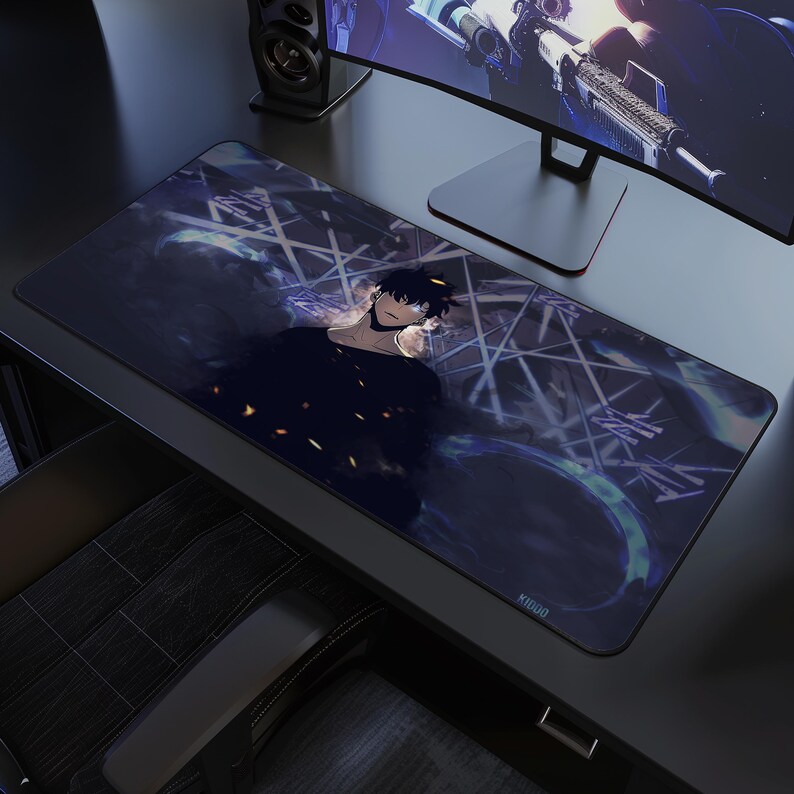 Sung Jin-woo Shadow Monarch Desk Mat, Solo Leveling Dungeon Mousepad ...