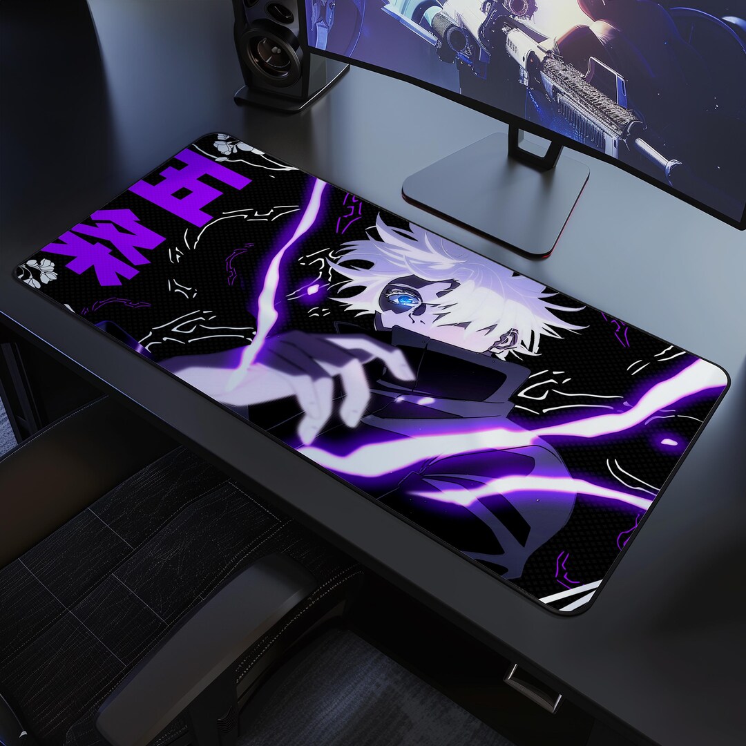 Satoru Gojo Purple Desk Mat, JJK Anime Mousepad XL XXL, Cursed Energy ...