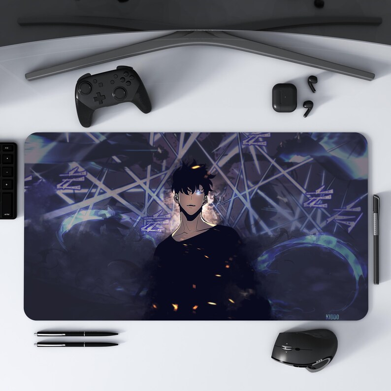 Sung Jin-woo Shadow Monarch Desk Mat, Solo Leveling Dungeon Mousepad ...
