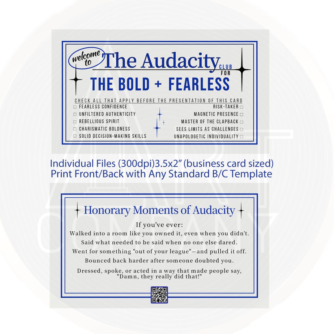 Audacity Club Bold | Member Handout Card | Instant Digital Download - Etsy