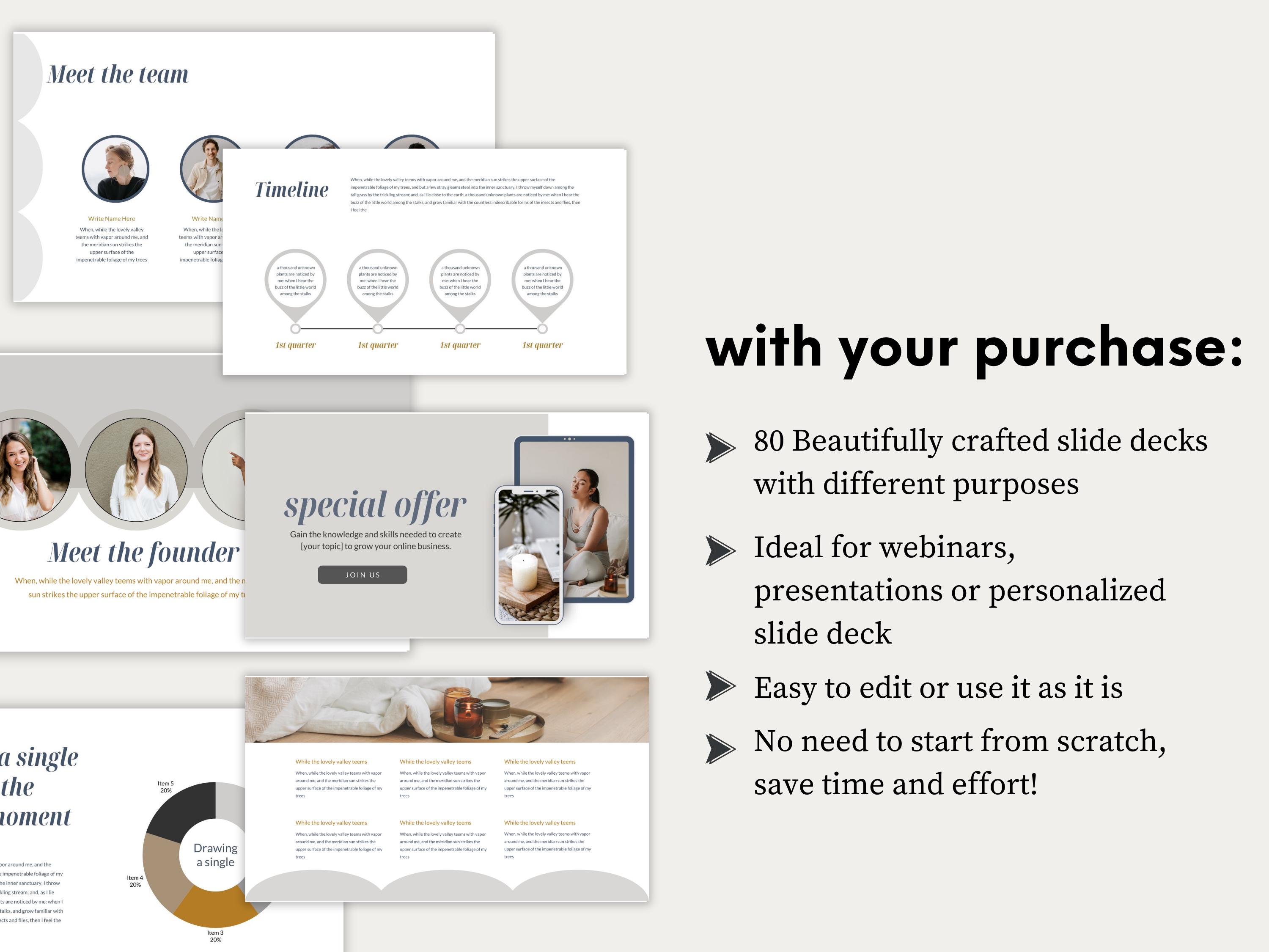 80 Page Slide Deck Template for Webinars and Presentations, Aesthetic ...