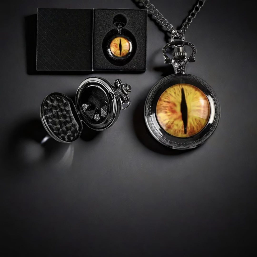 DND Dice Necklace Set | Metal Dragon Eye Pendant With Mini Dice Storage ...