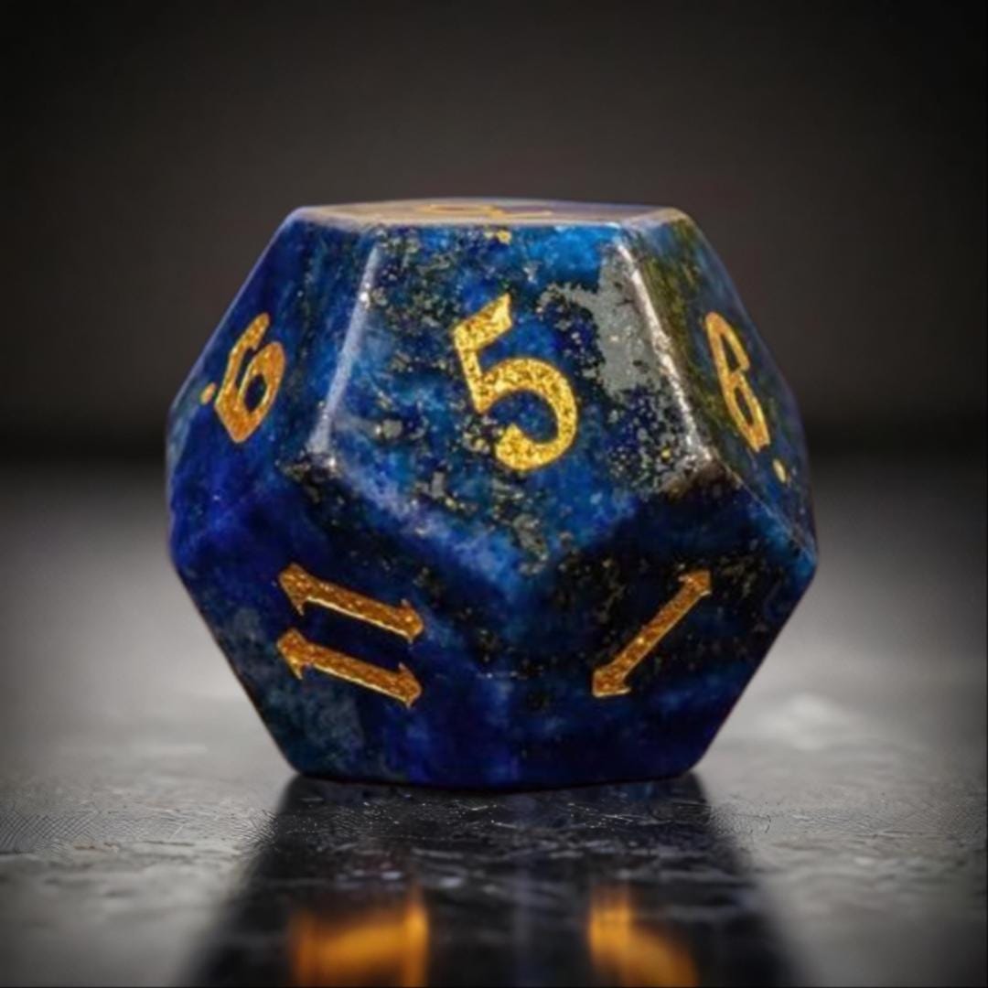 Premium Lapis Lazuli Dnd Dice Set – Natural Stone RPG Dice With Golden ...