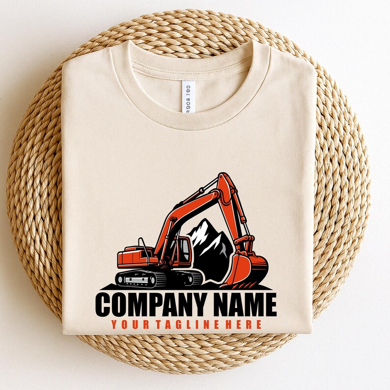 Excavator Logo Design: Construction Company Branding, Mountain Vector ...