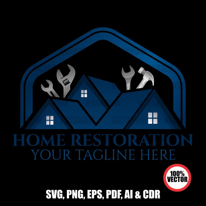 Home Restoration Logo Template | Construction Branding Design (svg, Png ...