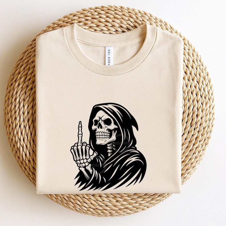 Grim Reaper Skeleton Middle Finger Vector Art: Gothic Clipart (digital ...